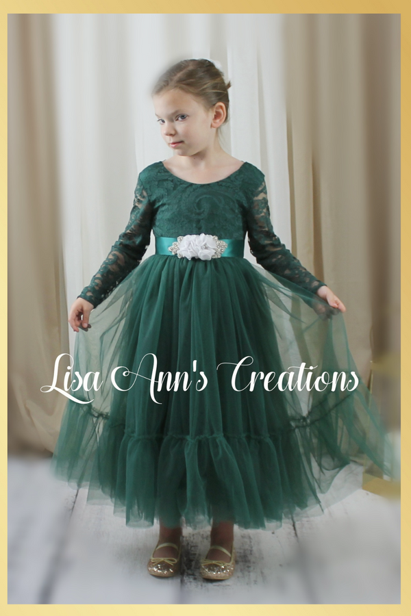 Green Girls Dress for Special Occasions, Flower Girl, Dances, Christmas ...