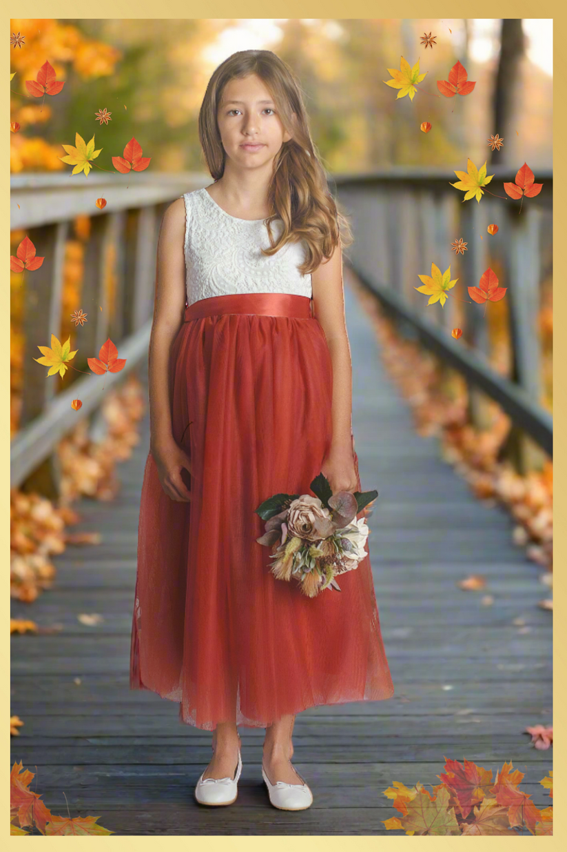 Flower Girl Dress in Rust for a Rustic Boho Style Special Occasion ...