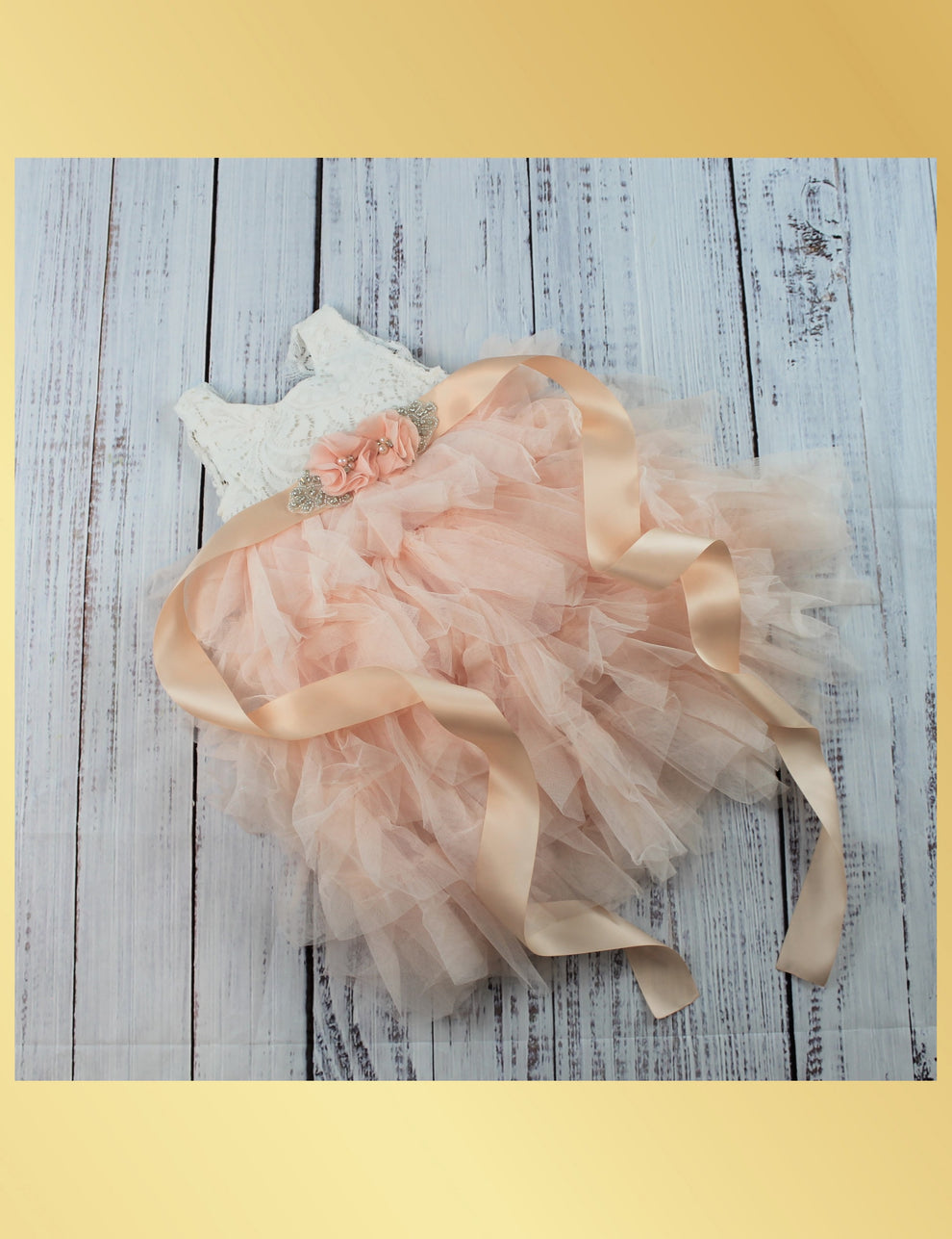 Flower Girl Dress Sleeveless Light Peach Tulle in Knee Length – Lisa ...